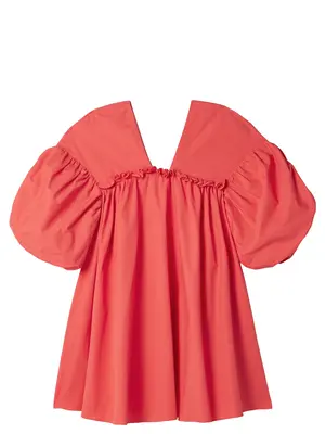 KIKA VARGAS Net Sustain Annie Ruffled Cotton-poplin Mini Dress - Red