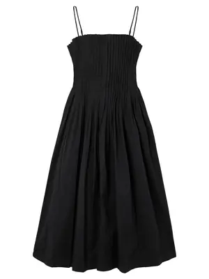 Staud Bella Pleated Midi Dress - Black