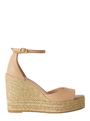 STUART WEITZMAN Nudistcurve Leather Espadrille Wedge Sandals - Neutrals