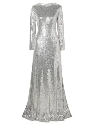 Michael Kors Sequined Jersey Gown - Silver