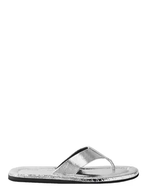 Proenza Schouler Cooper Crinkled-leather Flip Flops - Silver