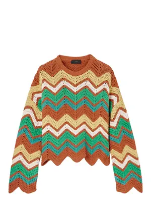 Alanui Kaleidoscopic Striped Crocheted Cotton-blend Sweater - Multi