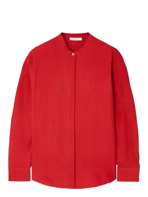 THE ROW Sienna Striped Crepe Shirt - Red