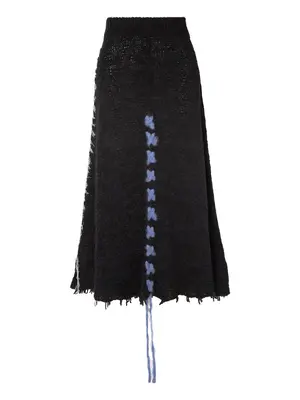 THE ROW Estafer Embroidered Silk Midi Skirt - Black