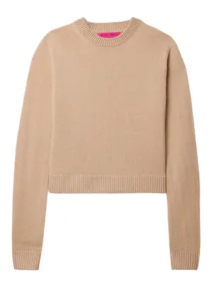 THE ELDER STATESMAN Cropped Cashmere Sweater - Brown