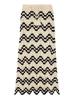 Escvdo Safi Crocheted Cotton Midi Skirt - White