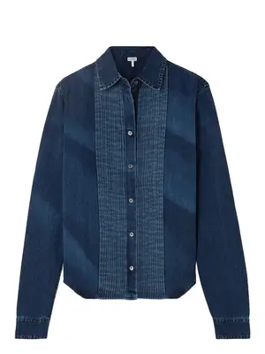 Loewe Pleated Denim Shirt - Blue