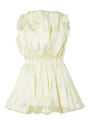 Tove Raynara Strapless Gathered Satin Top - Neutrals