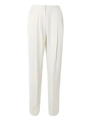 Tove Emery Pleated Crepe Straight-leg Trousers - Neutrals