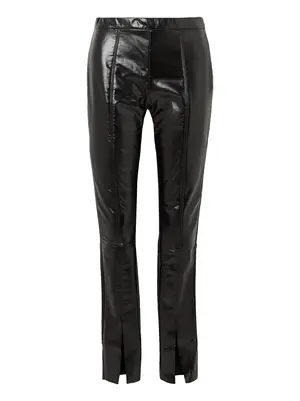 Rick Owens Coated Cotton-blend Skinny Pants - Black