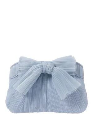 LOEFFLER RANDALL Loeffler Randall Rochelle Bow-Embellished Plissé-Organza Clutch Blue