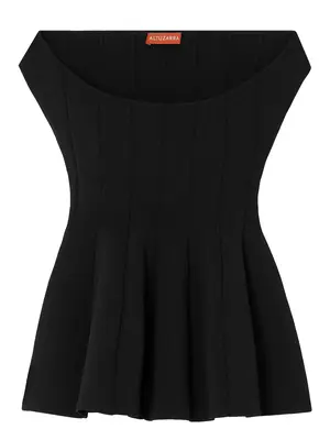 Altuzarra Simone Ribbed-knit Peplum Top - Black