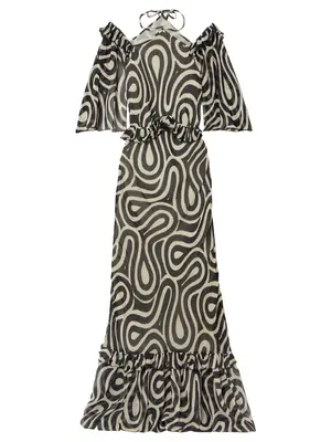 BODE Comber Ruffled Printed Silk-chiffon Maxi Dress - Multi