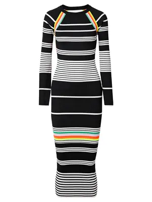 Christopher John Rogers Open-back Striped Ribbed-knit Midi Dress - Multi