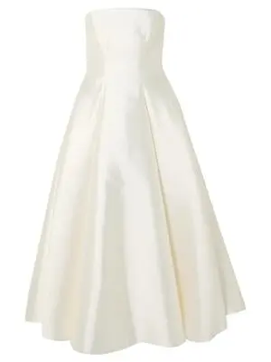 HALFPENNY LONDON Strapless Pleated Midi Dress - Neutrals