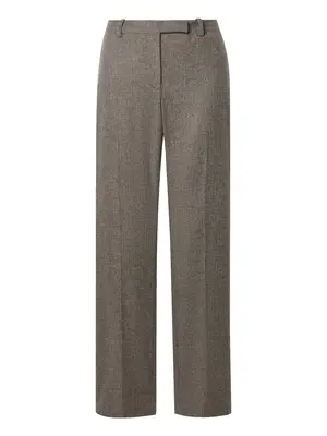 Veronica De Piante Riley Herringbone Pinstriped Wool And Cashmere-blend Wide-leg Pants - Neutrals