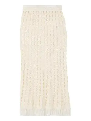 Calle Del Mar Fringed Crocheted Midi Skirt - Neutrals