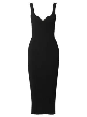 Khaite Nina Ribbed-knit Midi Dress - Black