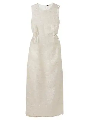 Adam Lippes Fringed Tweed Maxi Dress - Metallic