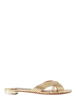 AQUAZZURA Sundance Faux Leather Slides - Gold