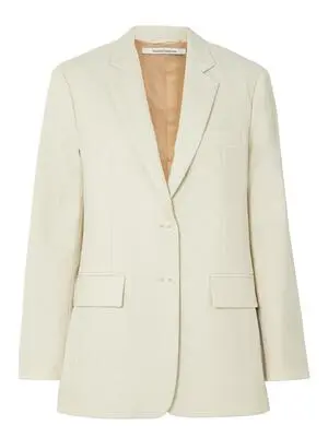Another Tomorrow Net Sustain Oversized Merino Wool Blazer - Neutrals
