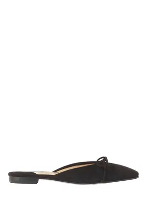 Manolo Blahnik Ballerimu Suede Slip-on Mules With Bow Detailing - Black