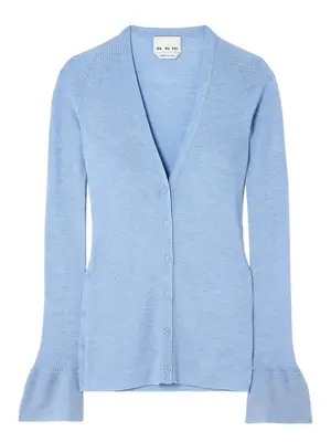 Sasuphi Ribbed Cashmere And Silk-blend Cardigan - Blue