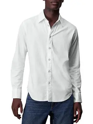 Rag & Bone Tomlin Stretch Dobby Button Front Shirt - White