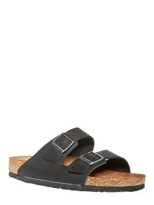 BIRKENSTOCK Arizona Leather Slide Sandals - Black