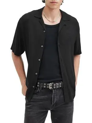 ALLSAINTS Venice Regular Fit Camp Shirt - Black