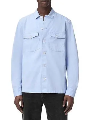 ALLSAINTS Spotter Cotton Button Down Shirt - Villa Blue