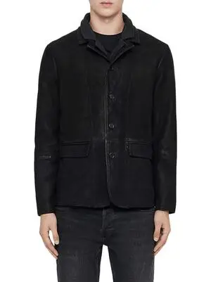 ALLSAINTS Survey Layered Leather Blazer Black