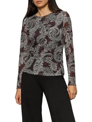 Sanctuary Long Sleeve Mesh Top - Mineral Paisley