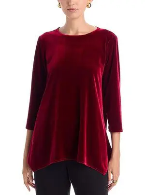 Caroline Rose Velvet Swing Top - Deep Red