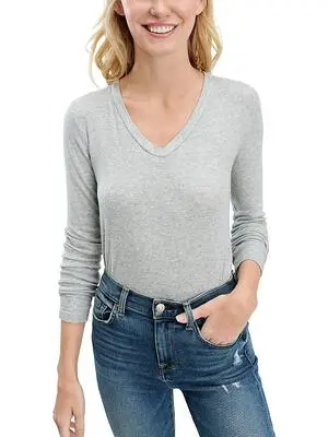 Splendid Valley Long-sleeve V-neck Tee - Heather Grey