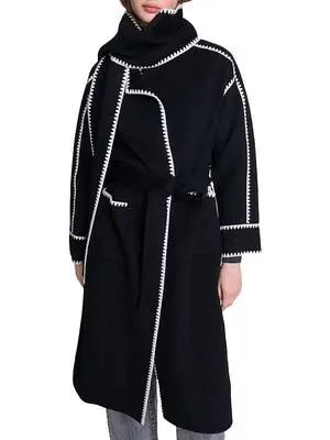 Maje Gicoco Coat Black/white