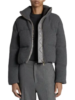 Moncler Breze Cashmere & Nylon Puffer Jacket Grey