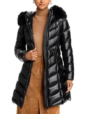 Moncler Fulmarus Faux Fur Trim Down Puffer Coat - Black