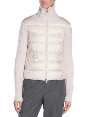 Moncler Mixed Media Coat - Pastel Pink