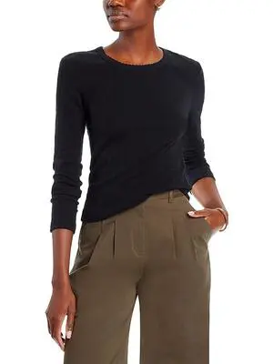 LESET Pointelle Long Sleeve Top - Black