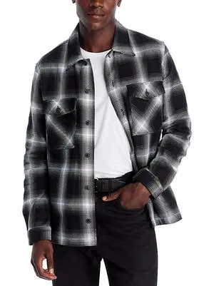 Hugo Enalu Cotton Plaid Oversized Fit Shirt Jacket - Black