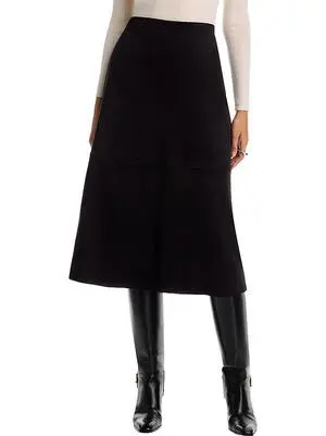SINGLE THREAD Faux Suede A-Line Skirt Black