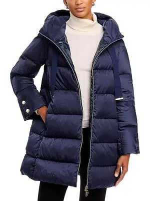 Herno Sateen A-line Quilted Coat - New Blue