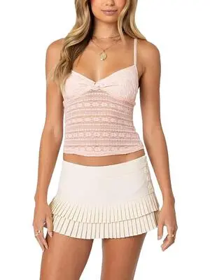 EDIKTED Tuesday Textured Lace Tank Top - Light Pink