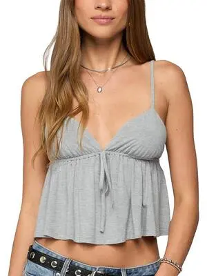 EDIKTED Babydoll Tank Top - Light-gray-melange