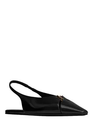 Saint Laurent Babylone Slingback Flats Black Smooth Leather