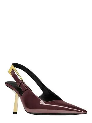 Saint Laurent Lee Mid-heel Slingback Pumps - Marron Glace Patent