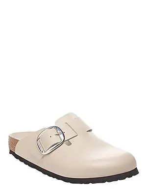 BIRKENSTOCK Boston Big Buckle Nubuck Leather Clogs Beige Leather