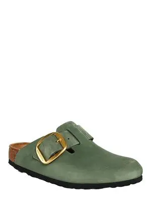BIRKENSTOCK Boston Big Buckle Nubuck Leather Clogs Thyme