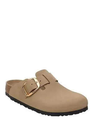 BIRKENSTOCK Boston Big Buckle Nubuck Leather Clogs - Tobacco Nubuck